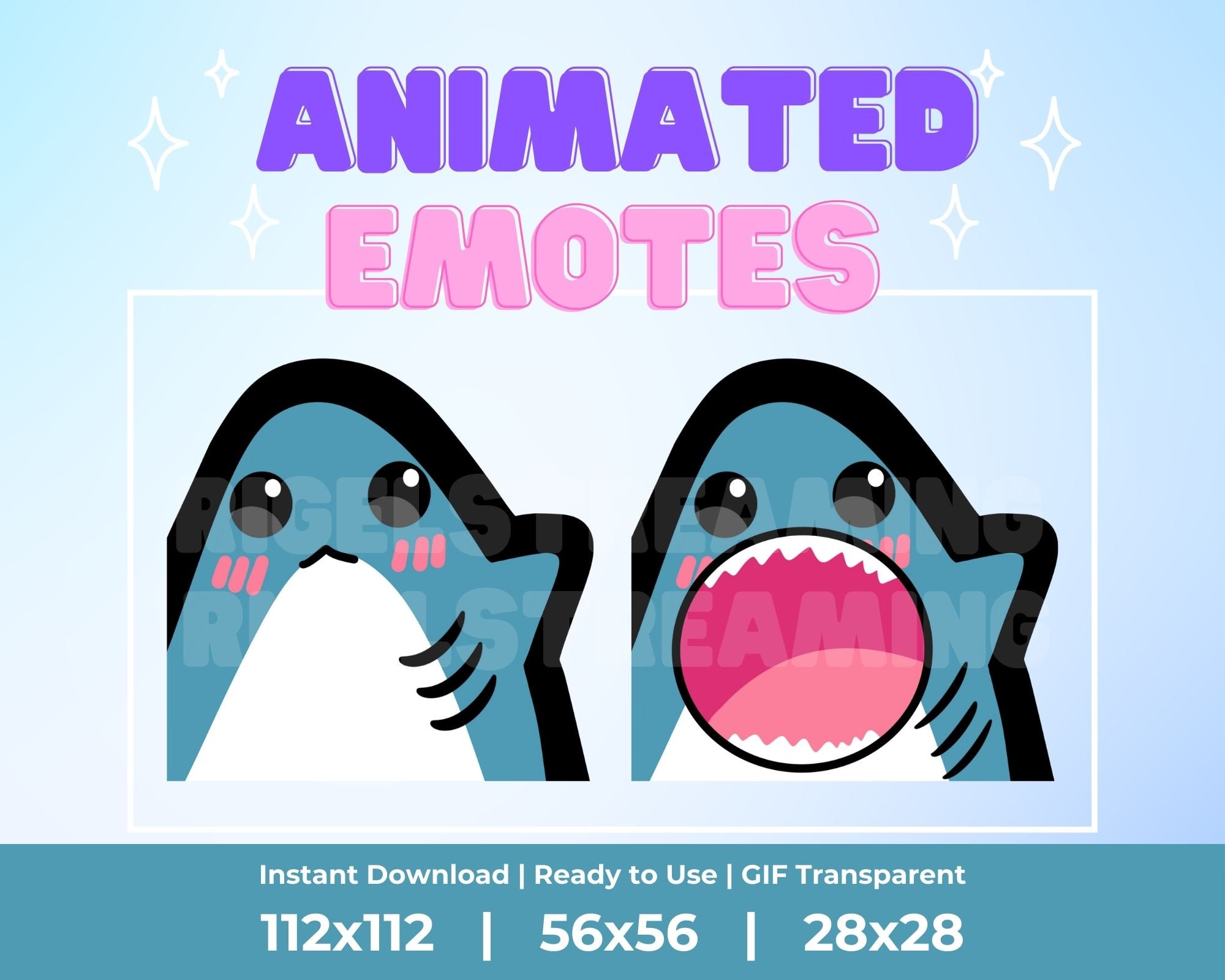 Kawaii Dusty Blue Shark Pop Cat Animated Emotes: Twitch, Discord, Kick ...