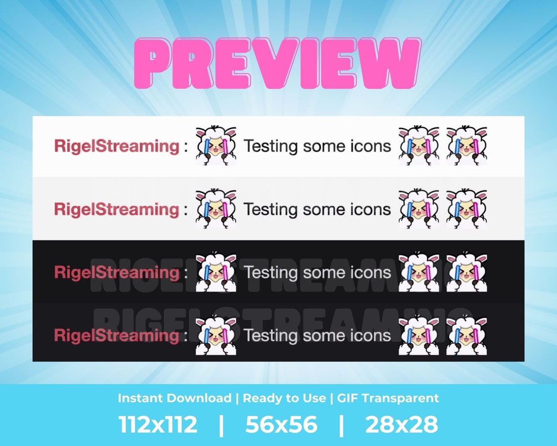 Kawaii Animated Llama Rave Light Stick Glow Stick Emotes for Twitch ...