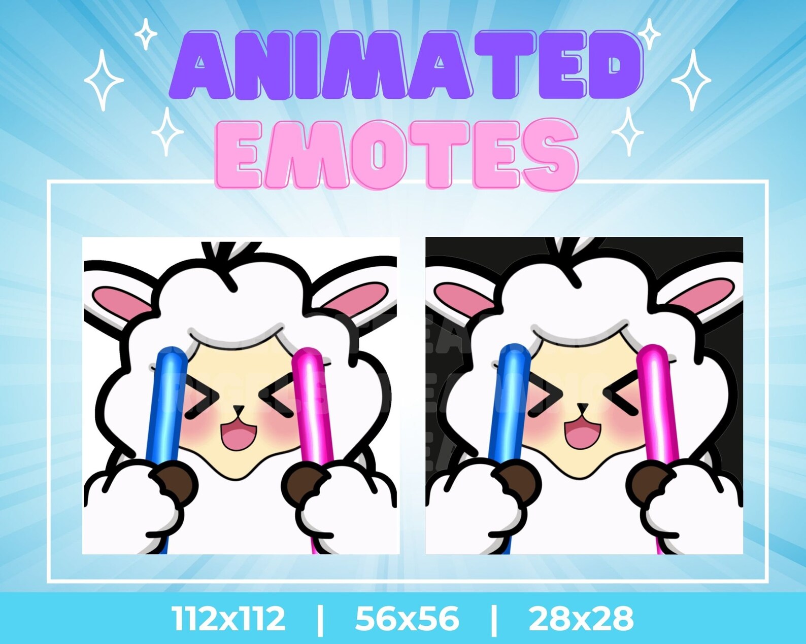 Kawaii Animated Llama Rave Light Stick Glow Stick Emotes for Twitch ...