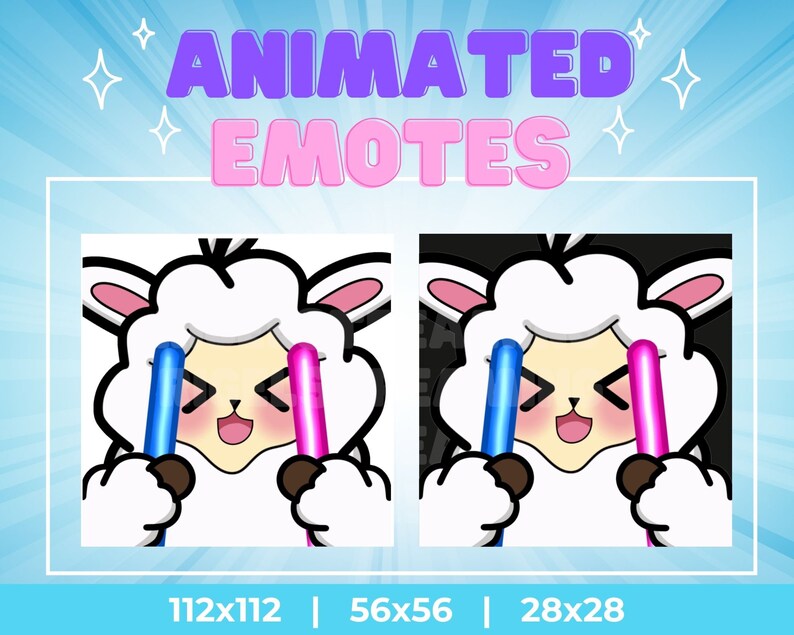 Kawaii Llama Animated Emotes for Twitch, Discord, Kick, Etc: Rave Light ...