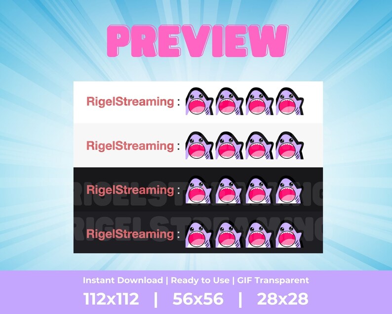 Animated Kawaii Purple Shark Pop Cat Twitch Discord Emotes & Stickers ...