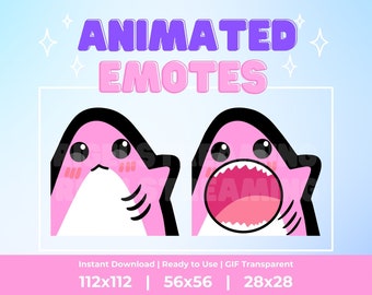 Animated Kawaii Pink Shark Hellmo Twitch Kick Discord Emotes & Stickers ...