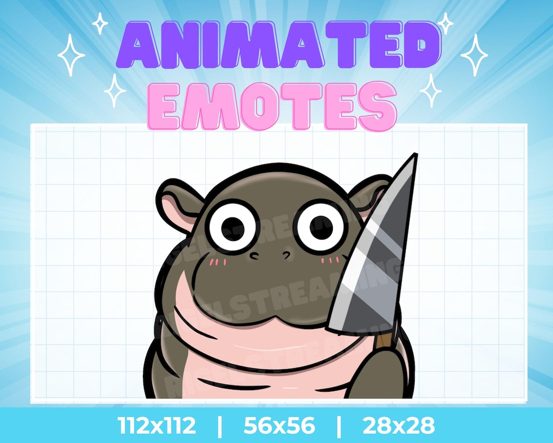 Kawaii Hippo Knife Animated Emotes: Twitch, Discord, Kick, Gifs ...