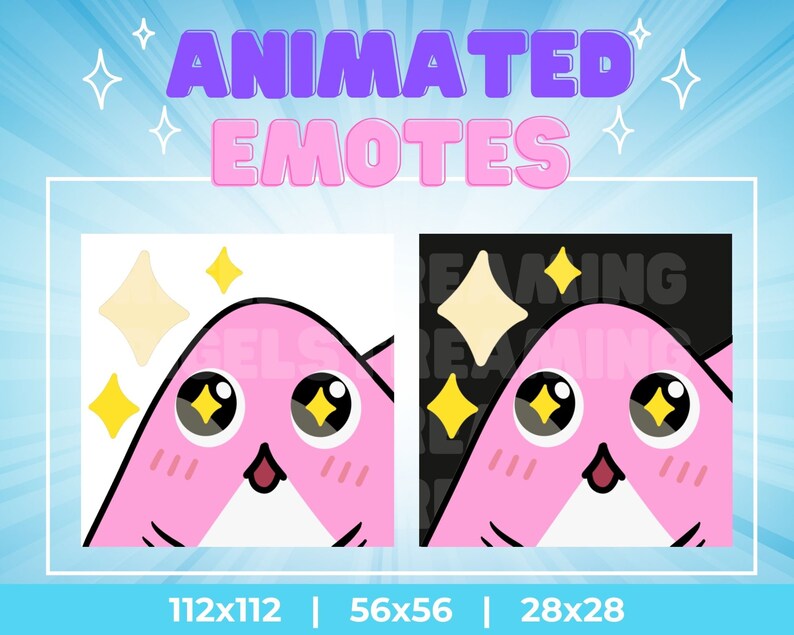 Kawaii Blue Shark Animated Emotes: Twitch, Youtube, Discord (GIF, PNG ...