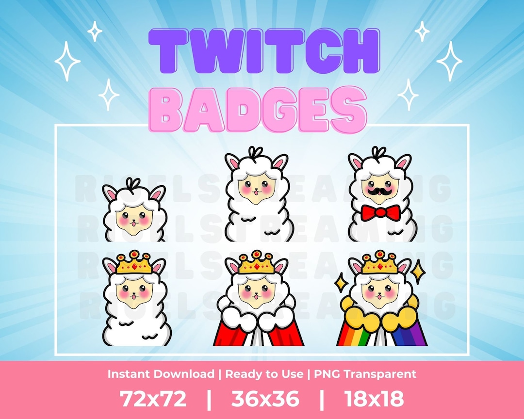 Kawaii Cute Alpaca/llama Sub/bit Badges for Twitch, Youtube, Kick ...