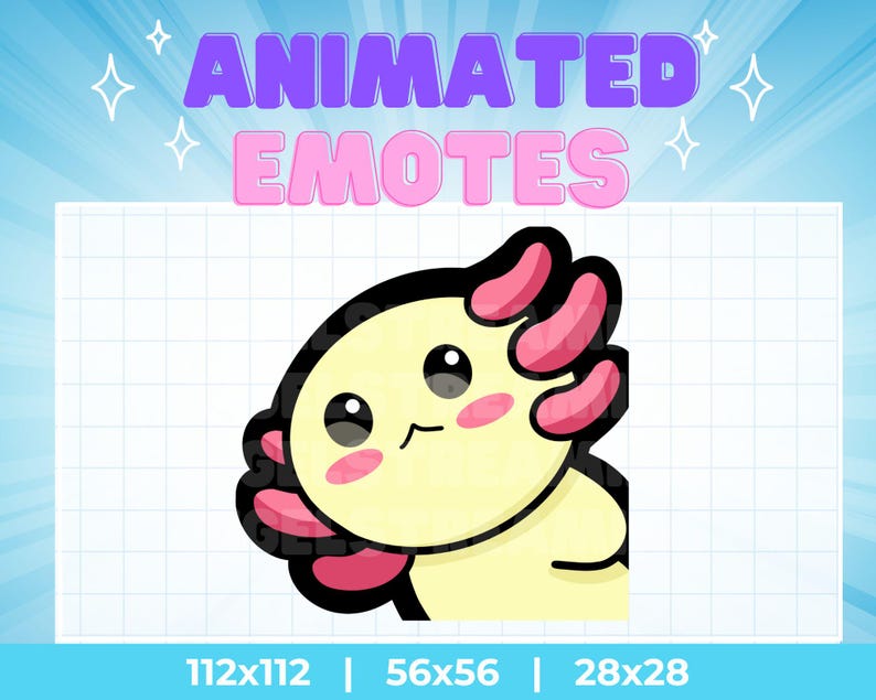 Kawaii Axolotl Pop Cat Animated Emotes for Twitch, Discord, Kick (GIF ...