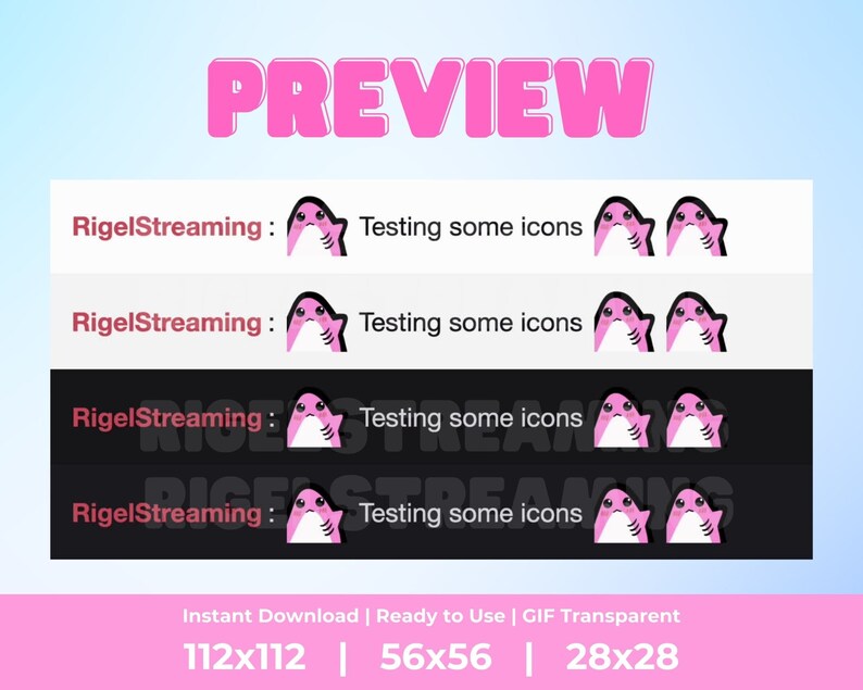 Animated Kawaii Pink Shark Pop Cat Twitch Discord Emotes & Stickers GIF ...