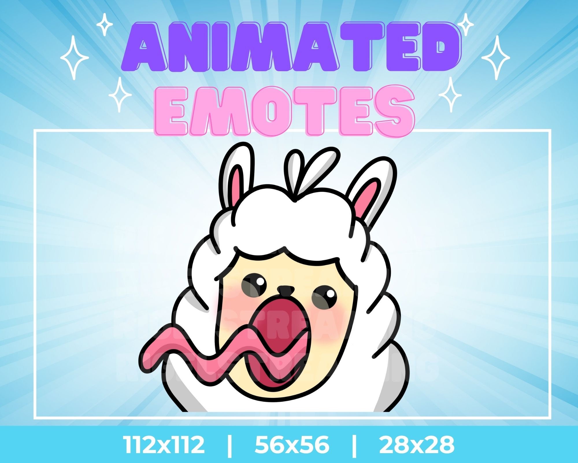Animated Kawaii Llama Lick Tongue Emotes for Twitch, Youtube, Kick ...