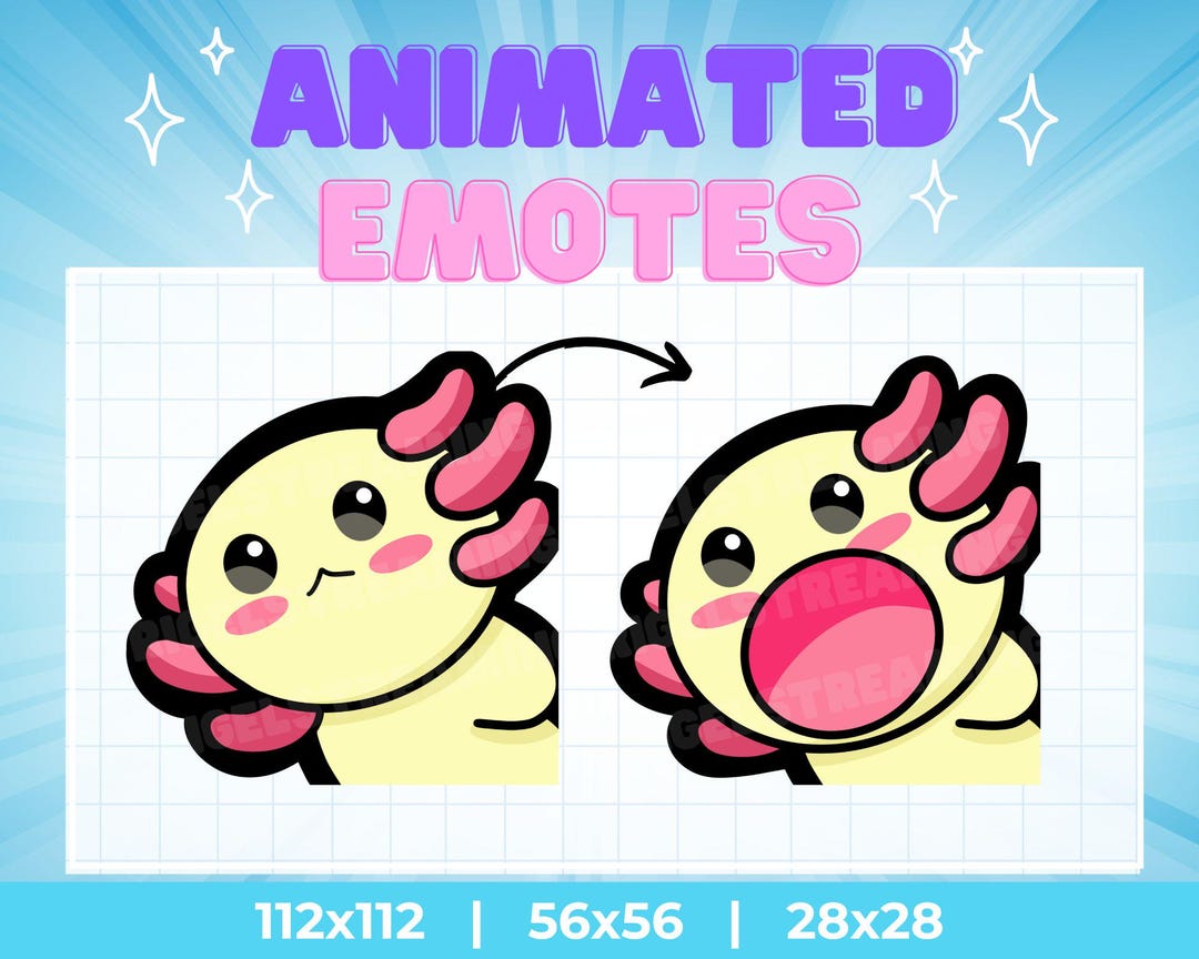 Kawaii Axolotl Pop Cat Animated Emotes for Twitch, Discord, Kick (GIF ...