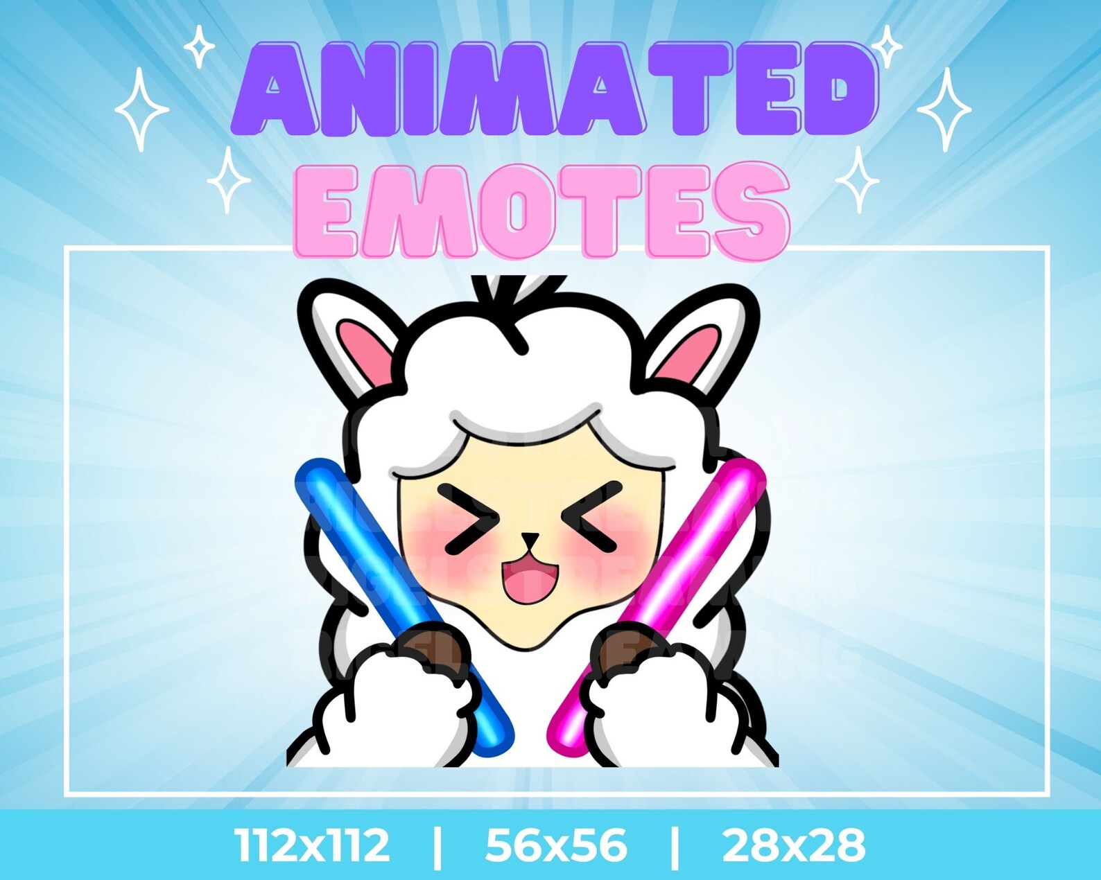 Kawaii Llama Animated Emotes for Twitch, Discord, Kick, Etc: Rave Light ...
