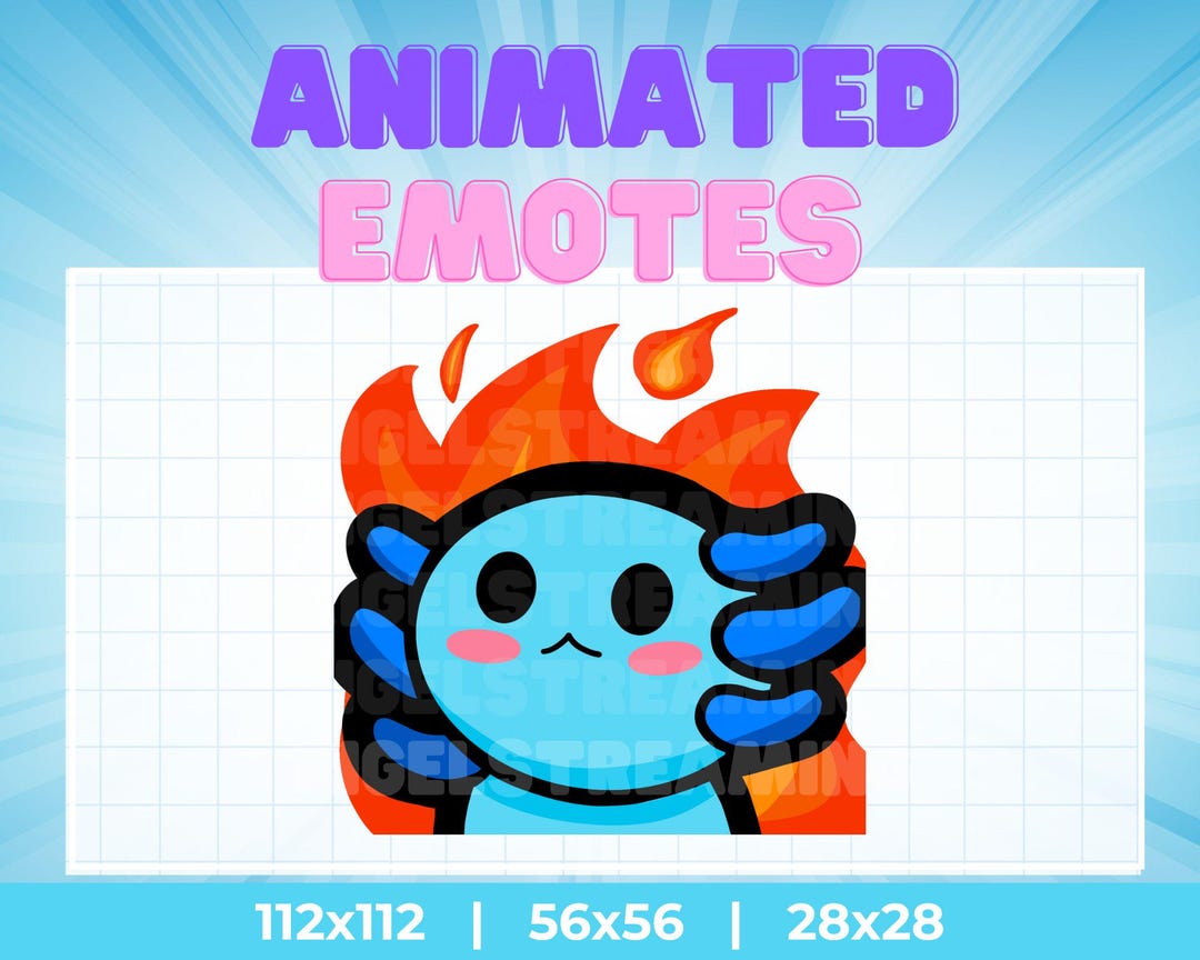 Kawaii Blue Animated Axolotl Hellmo Fire Meme | Twitch Kick Discord ...