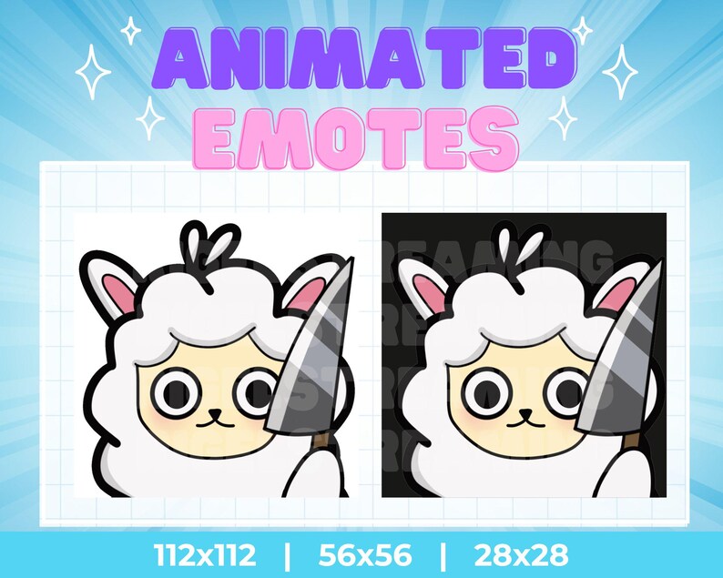 Animated Kawaii Llama Angry Knife Emotes for Twitch, Discord, Kick ...