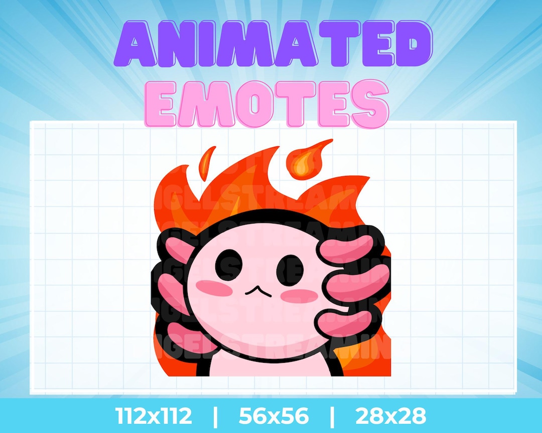 Kawaii Pink Animated Axolotl Hellmo Fire Meme | Twitch Kick Discord ...