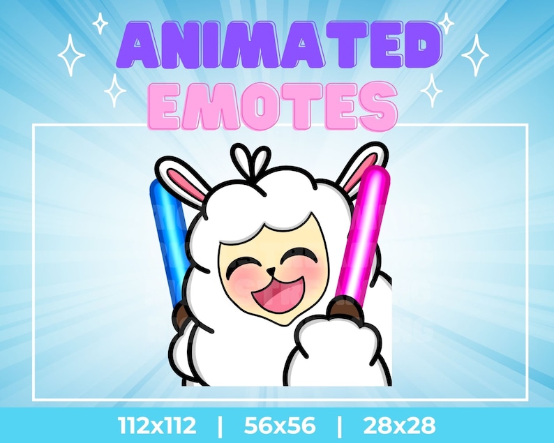 Kawaii Animated Llama Rave Glow Stick Light Stick Emotes for Twitch ...