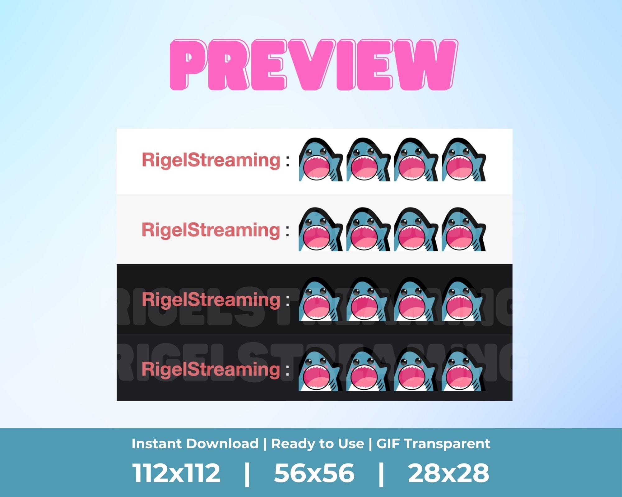 Kawaii Dusty Blue Shark Pop Cat Animated Emotes: Twitch, Discord, Kick ...