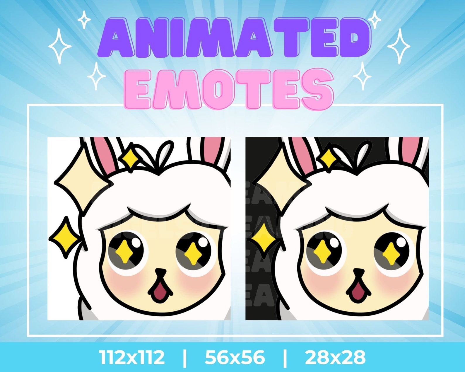Animated Kawaii Llama Sparkling Eyes Emotes for Twitch, Youtube, Kick ...