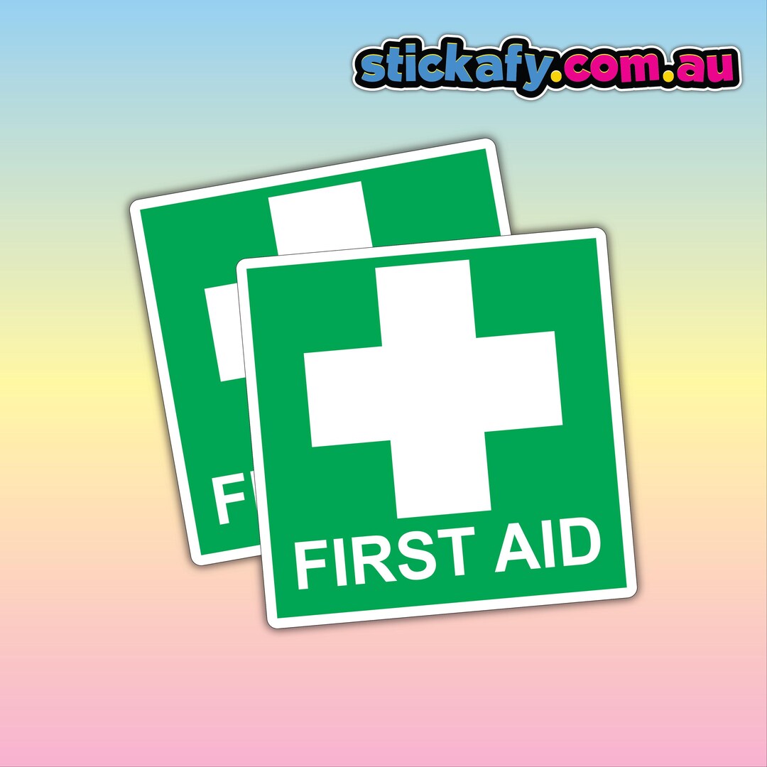 2x First Aid Sticker - Waterproof Vinyl | Aussie Camp Boat Kayak First ...