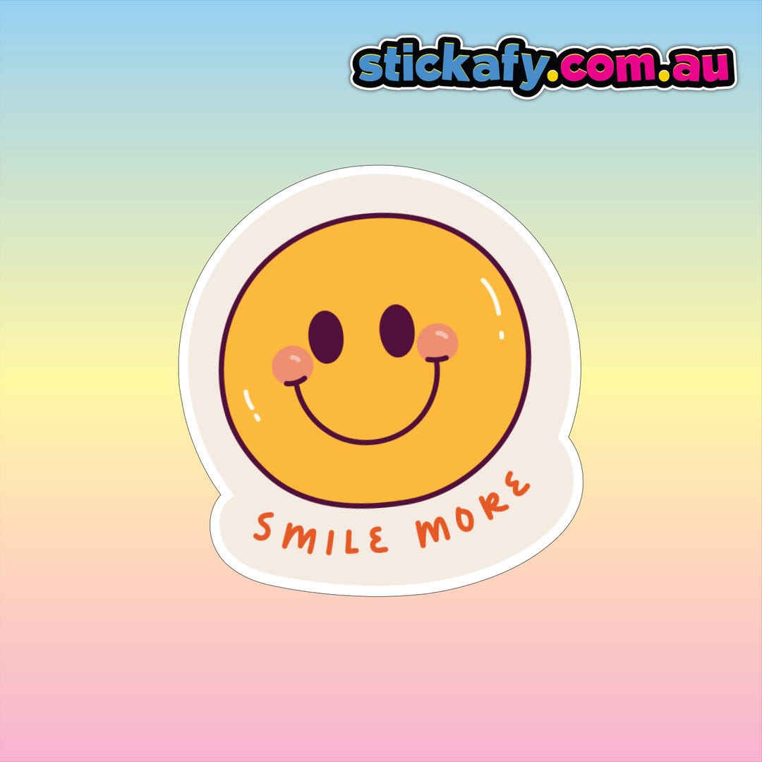 Smile More Smiley Face Sticker - Waterproof Vinyl Sticker | Aussie ...