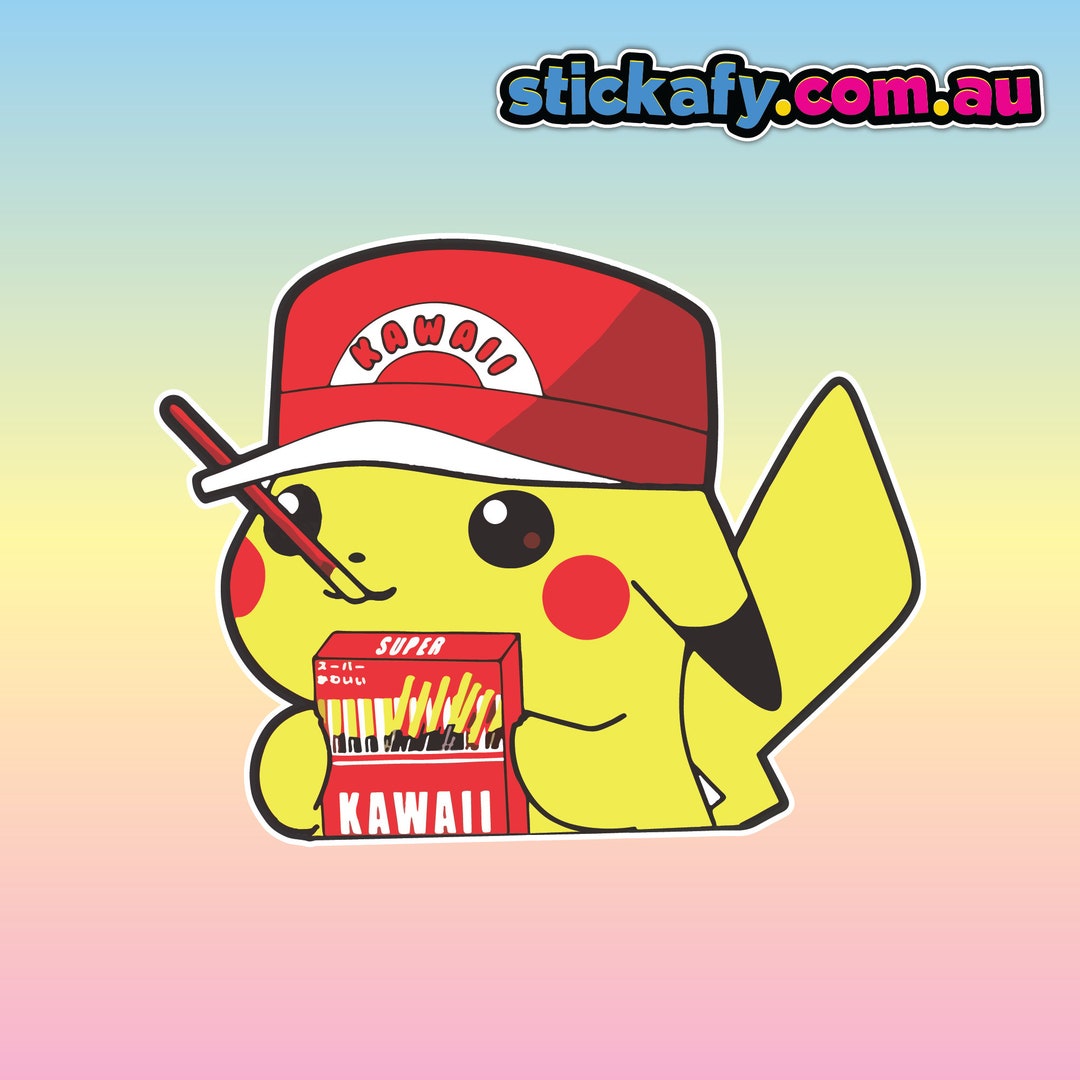 Kawaii Pikachu Sticker - Waterproof Vinyl | Aussie Funny Meme Bogan ...