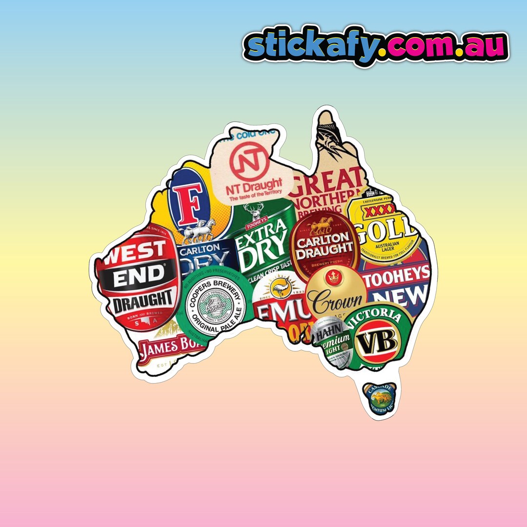 Aussie Beer Brands Australia - Waterproof Vinyl Sticker | Aussie Funny ...