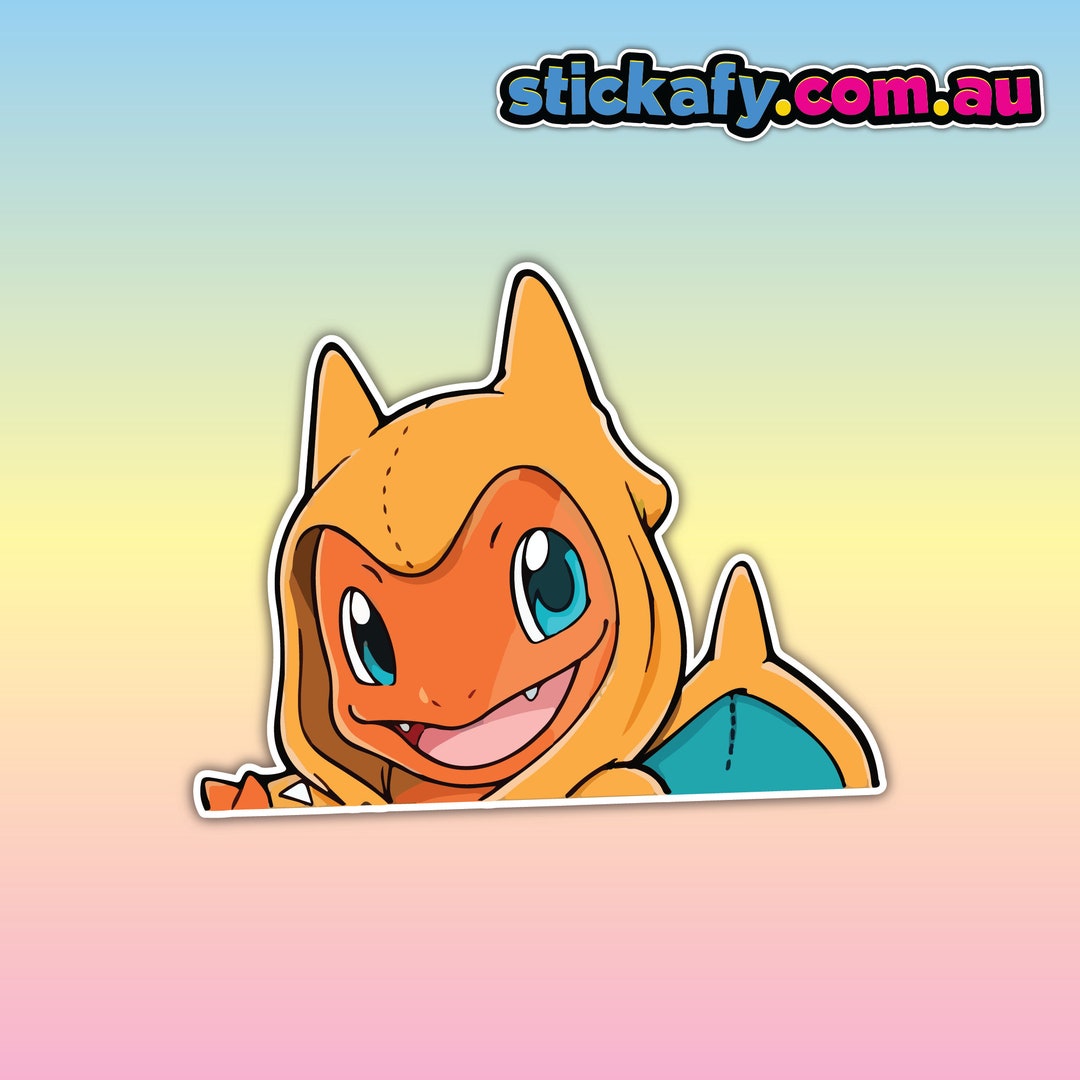 Charmander Cute Peeking Sticker - Waterproof Vinyl Sticker | Aussie ...