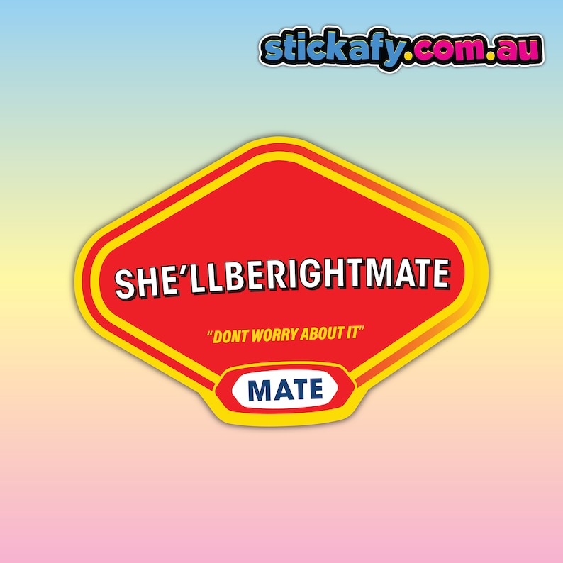Vegemite She'll Be Right Mate Sticker Waterproof Vinyl Sticker Aussie Funny Meme Bogan Australia ...