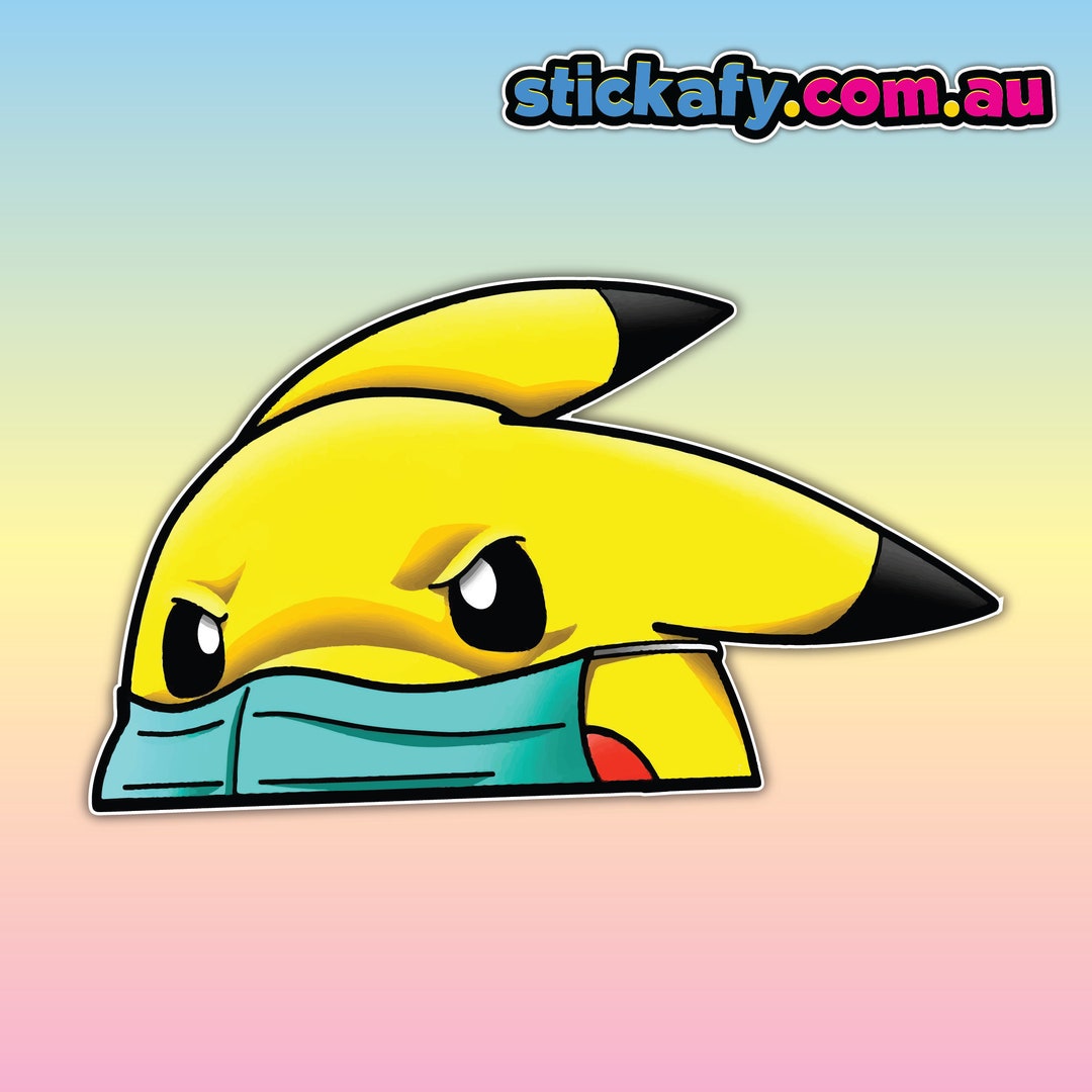 Pikachu Determined Mask Sticker - Waterproof Vinyl Sticker | Aussie ...