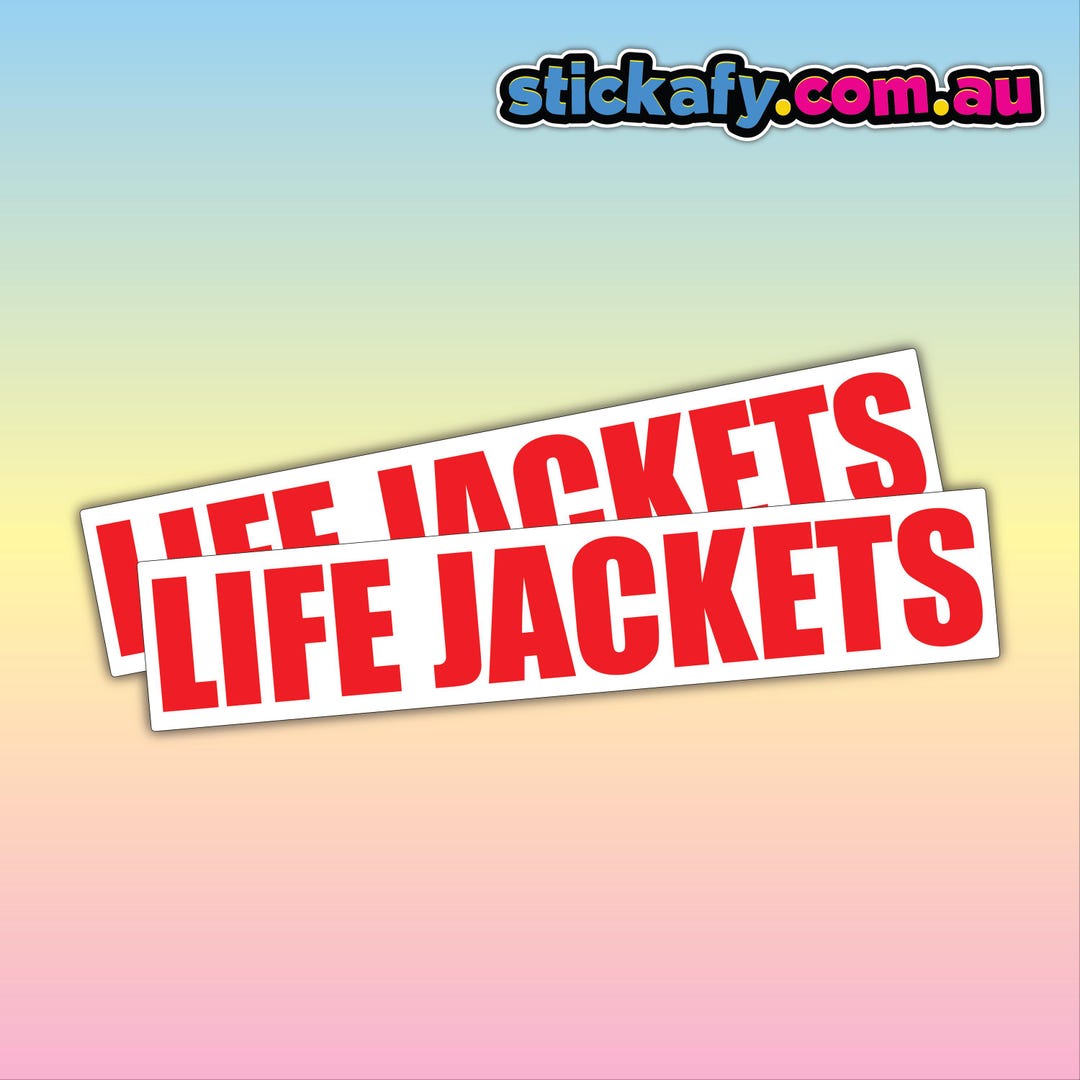 2x Life Jackets Sticker - Waterproof Vinyl | Aussie Camp Boat Kayak ...