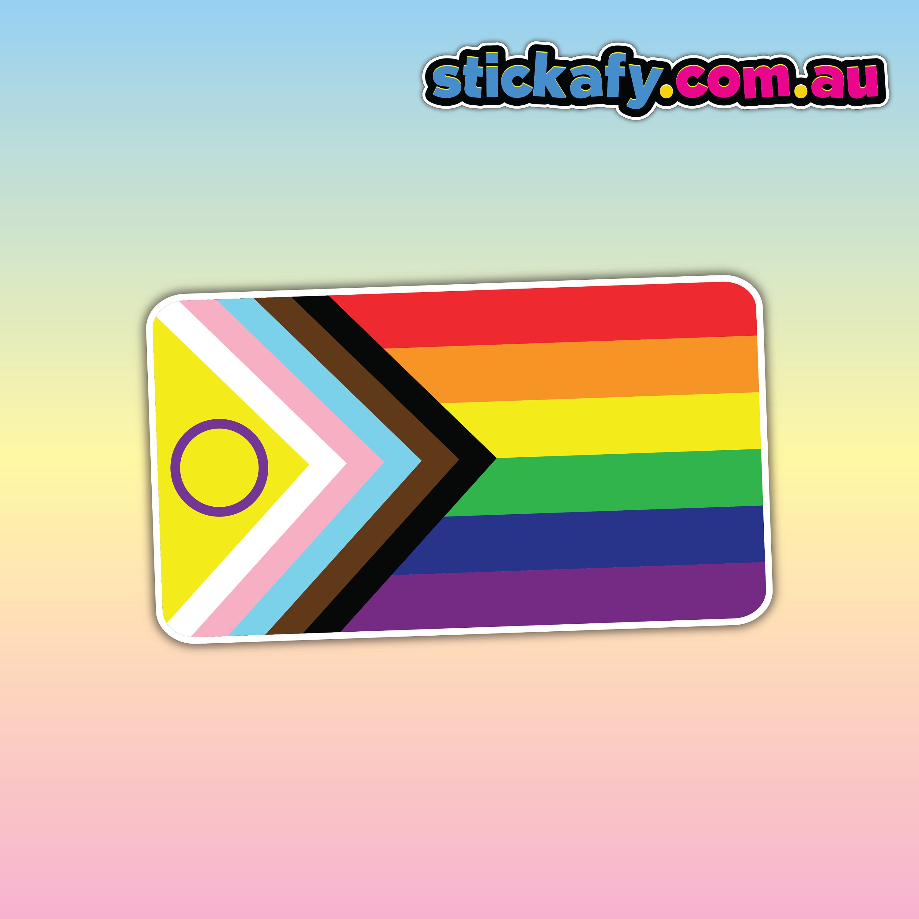 Progress Pride Flag Sticker - Waterproof Vinyl Sticker | Aussie Funny ...