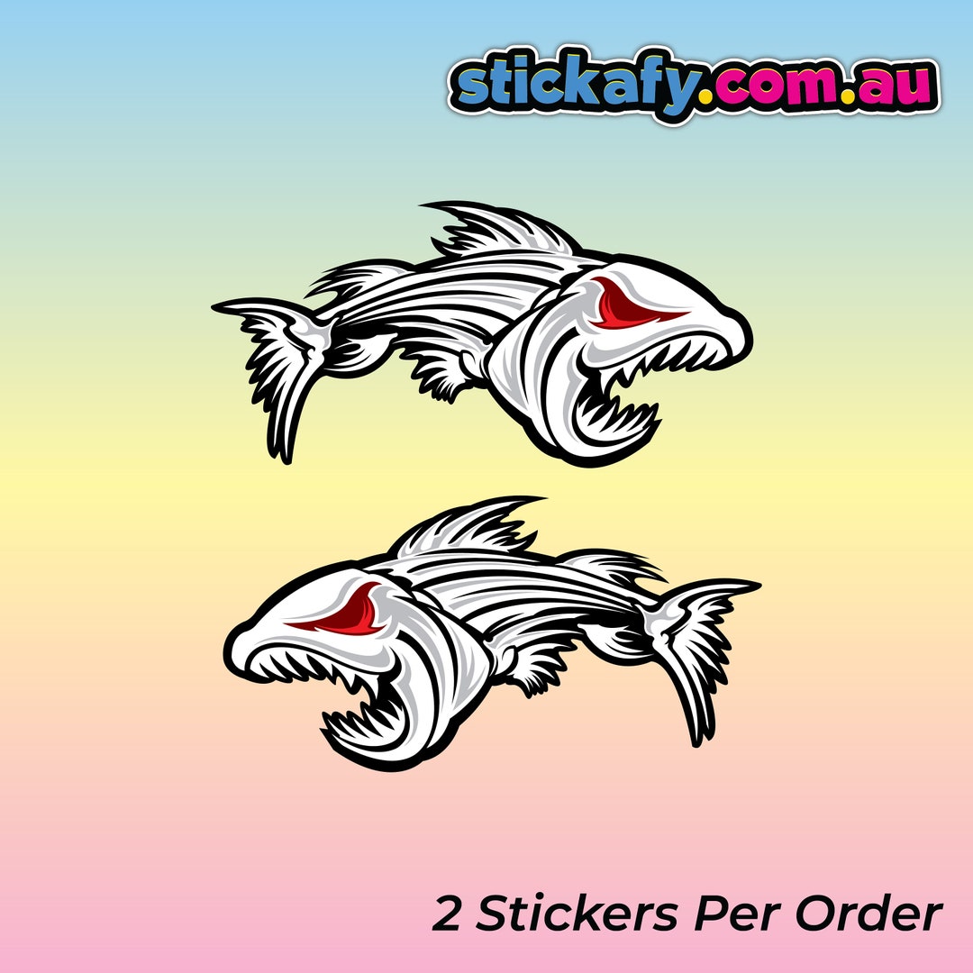 Skeleton Fish X2 Sticker - Waterproof Vinyl Sticker | Aussie Funny Meme ...