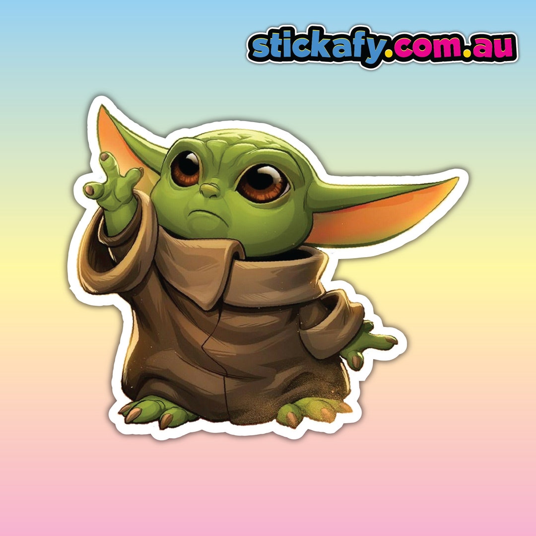Baby Yoda Using the Force Waterproof Vinyl Sticker Aussie Funny Meme ...