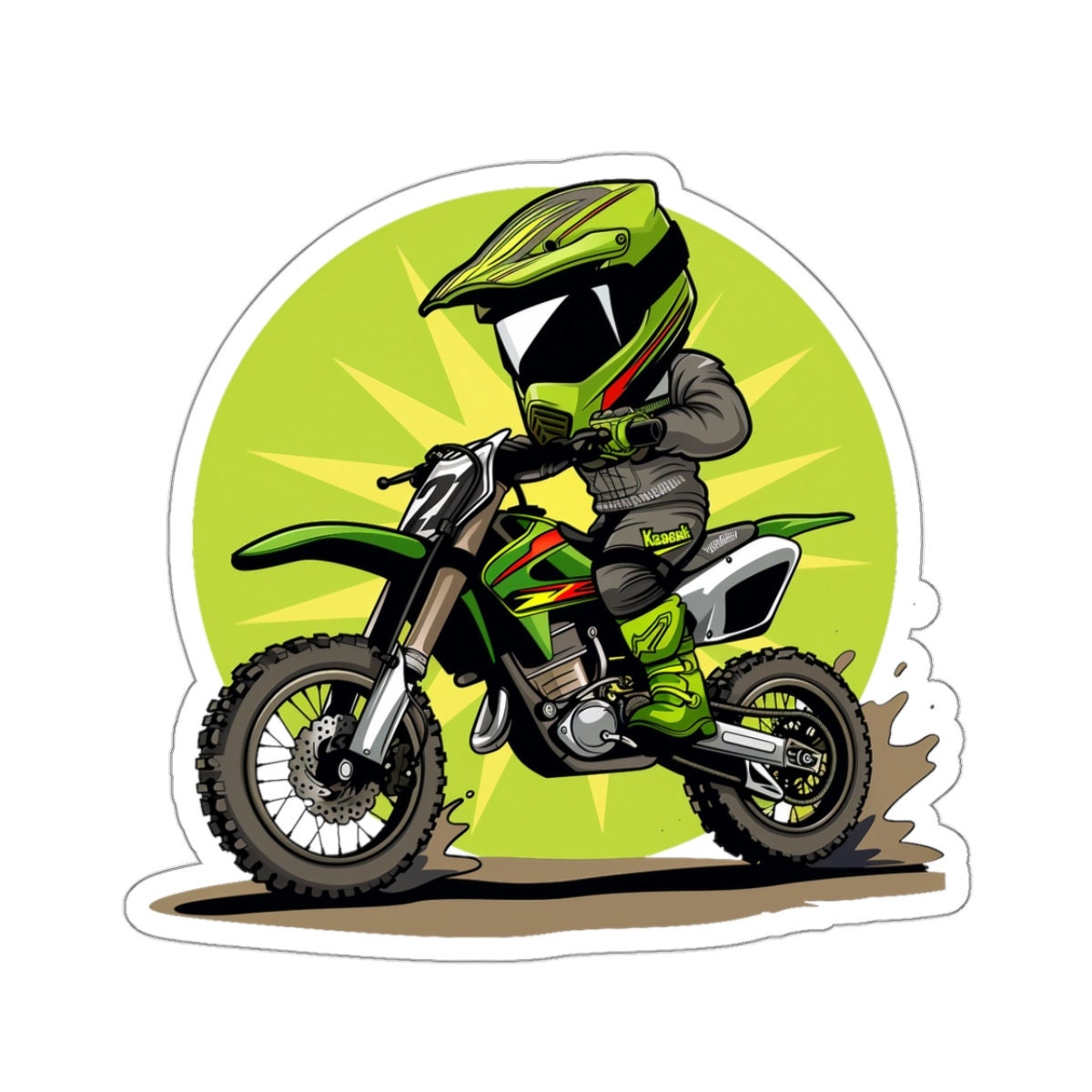 Green Dirt Bike Vinyl Sticker, Water Bottle Sticker, Vinyl Decals ...