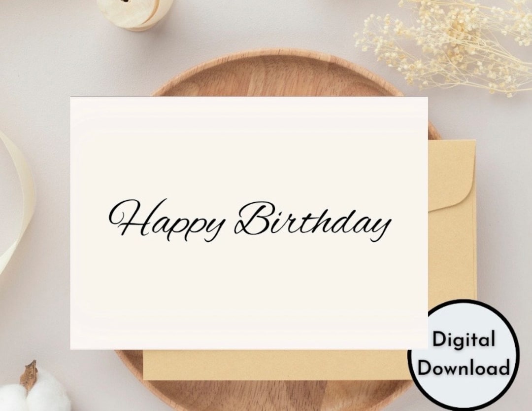 Simple Blank Happy Birthday Card Printable High Quality Digital Art PDF ...
