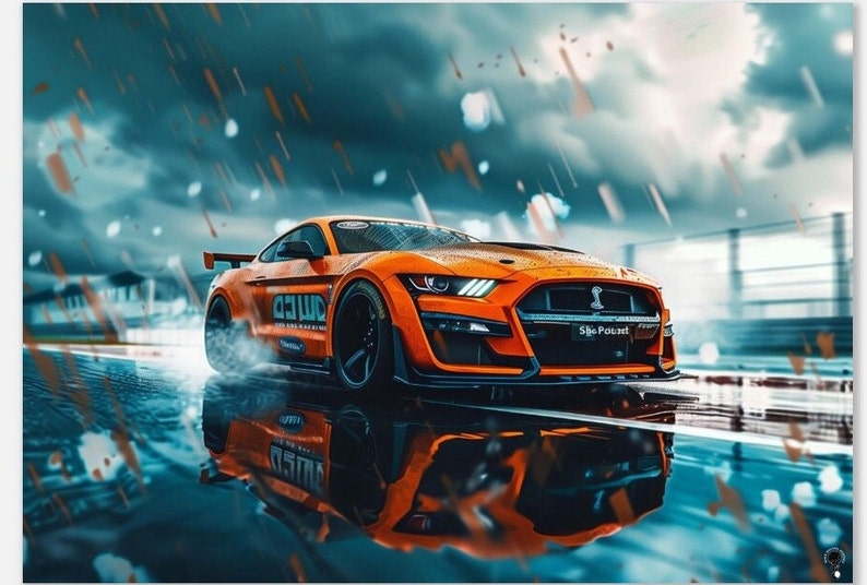 Ford Mustang GT Fastback: Cyberpunk Car Poster Carculture Wallart Print ...