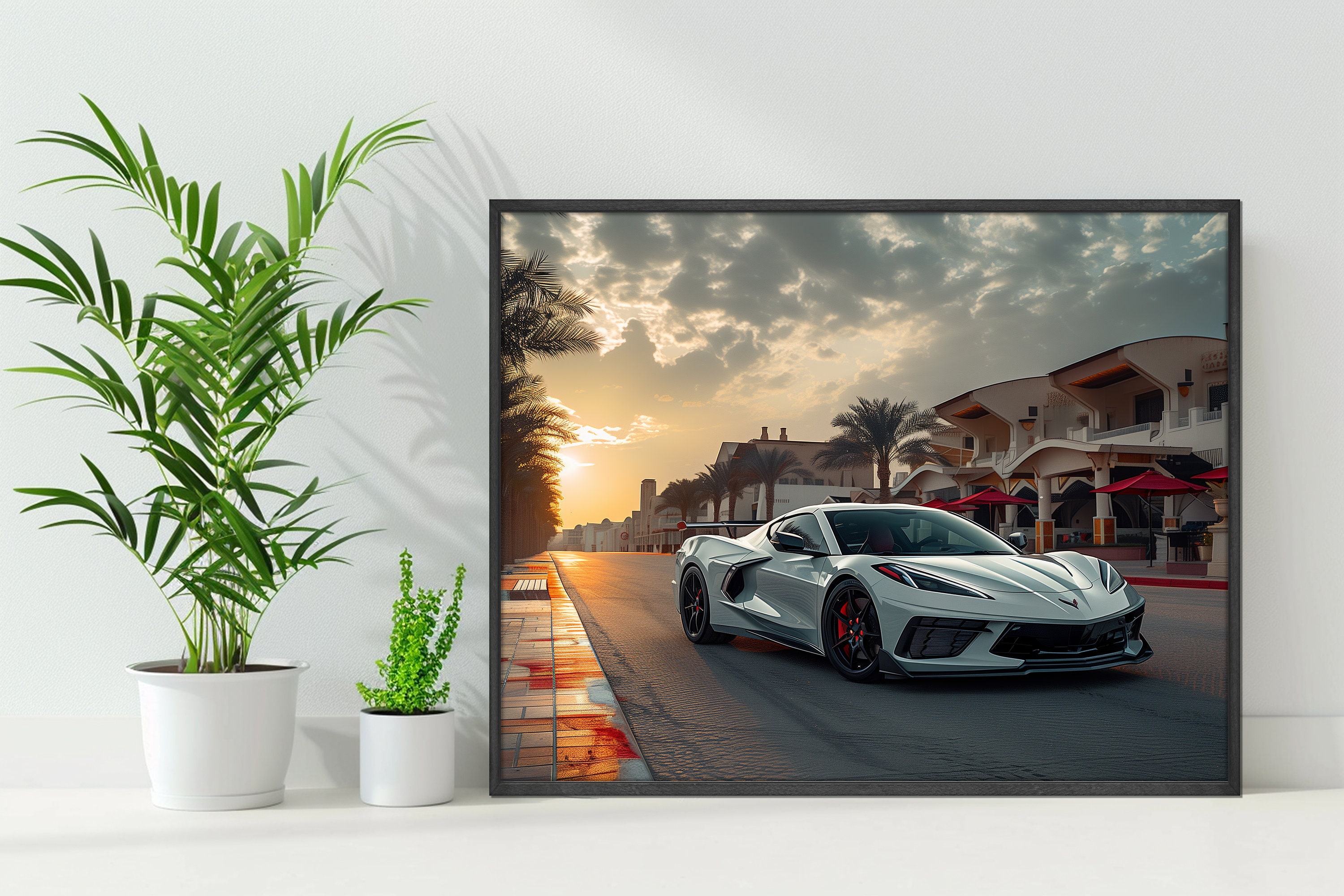 Corvette C8 ZR1: Classy Sports Car Poster Carculture Wallart Print ...