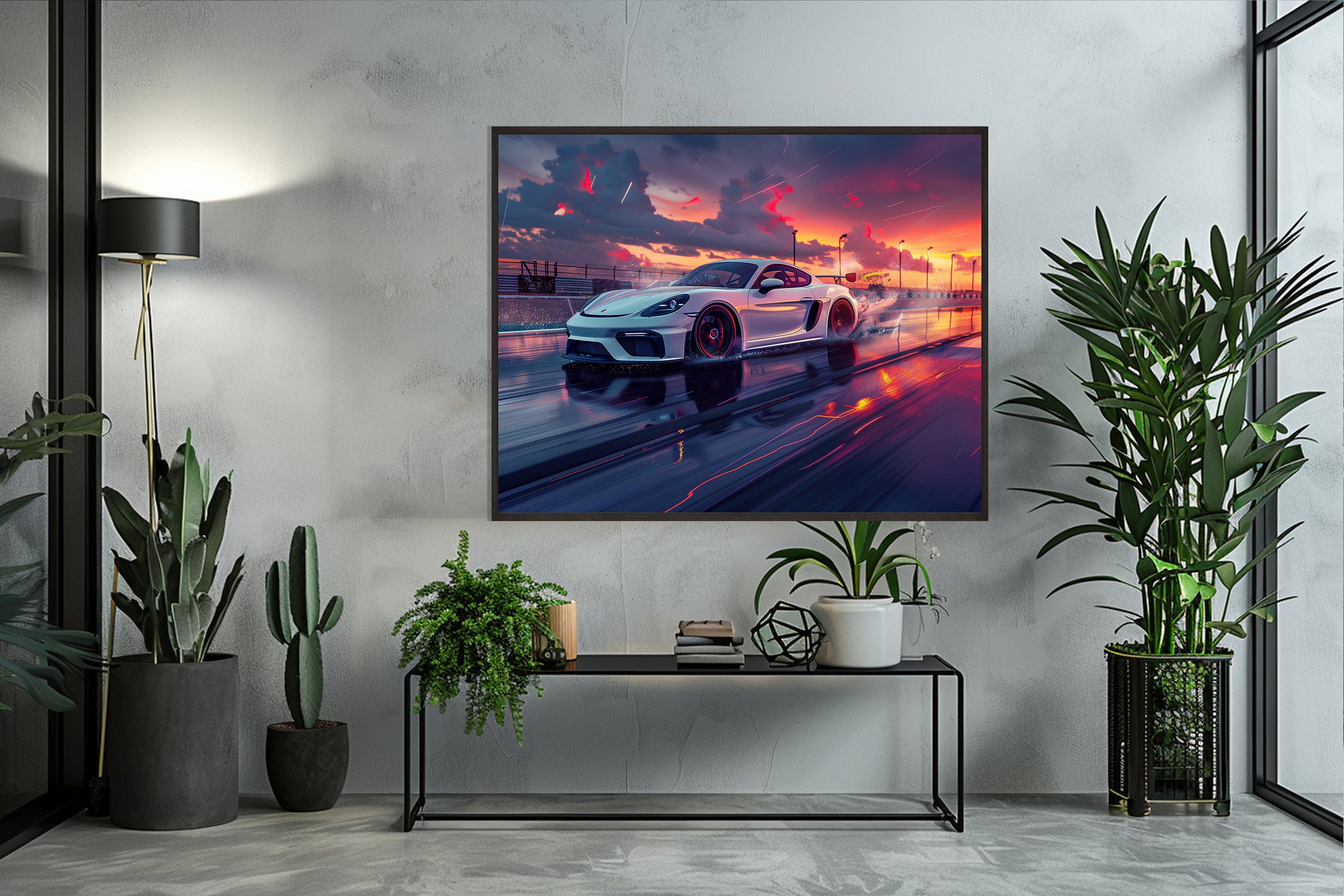 Porsche 718 Cayman GT4 Poster Super Car Art Print Sportscar Wall Decor ...