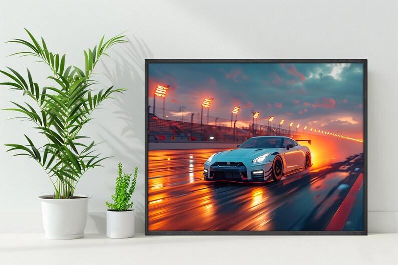 Digital Nissan GTR R35: Racing Car Poster | Carculture Wallart Print ...