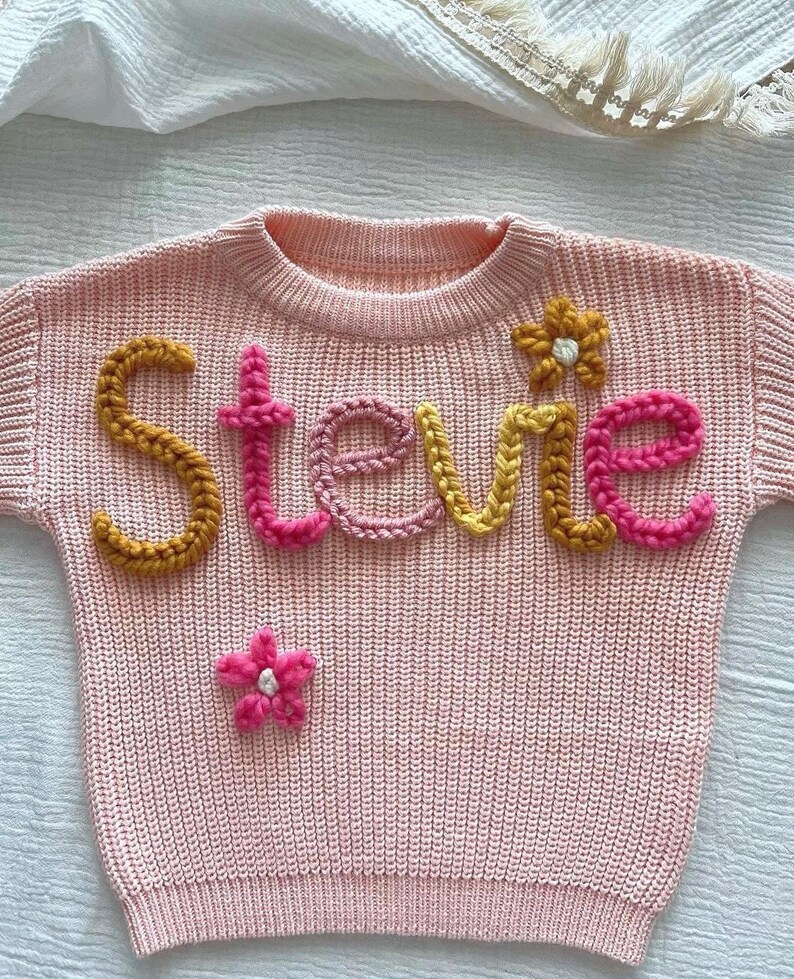 Baby and Children’s Custom Hand Embroidered Name Sweater, Kids ...