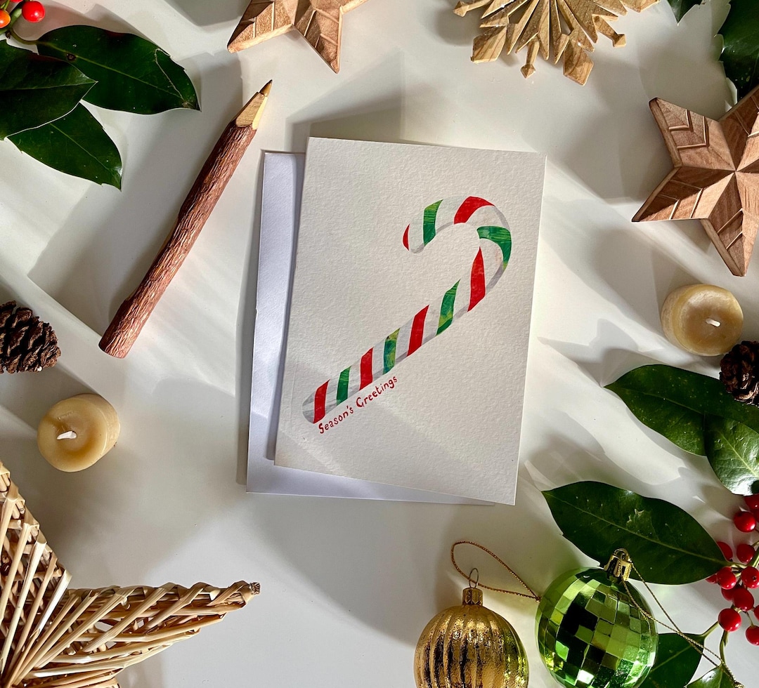 Candy Cane Christmas Card, Candy Cane Xmas Card, Candy Cane Card - Etsy