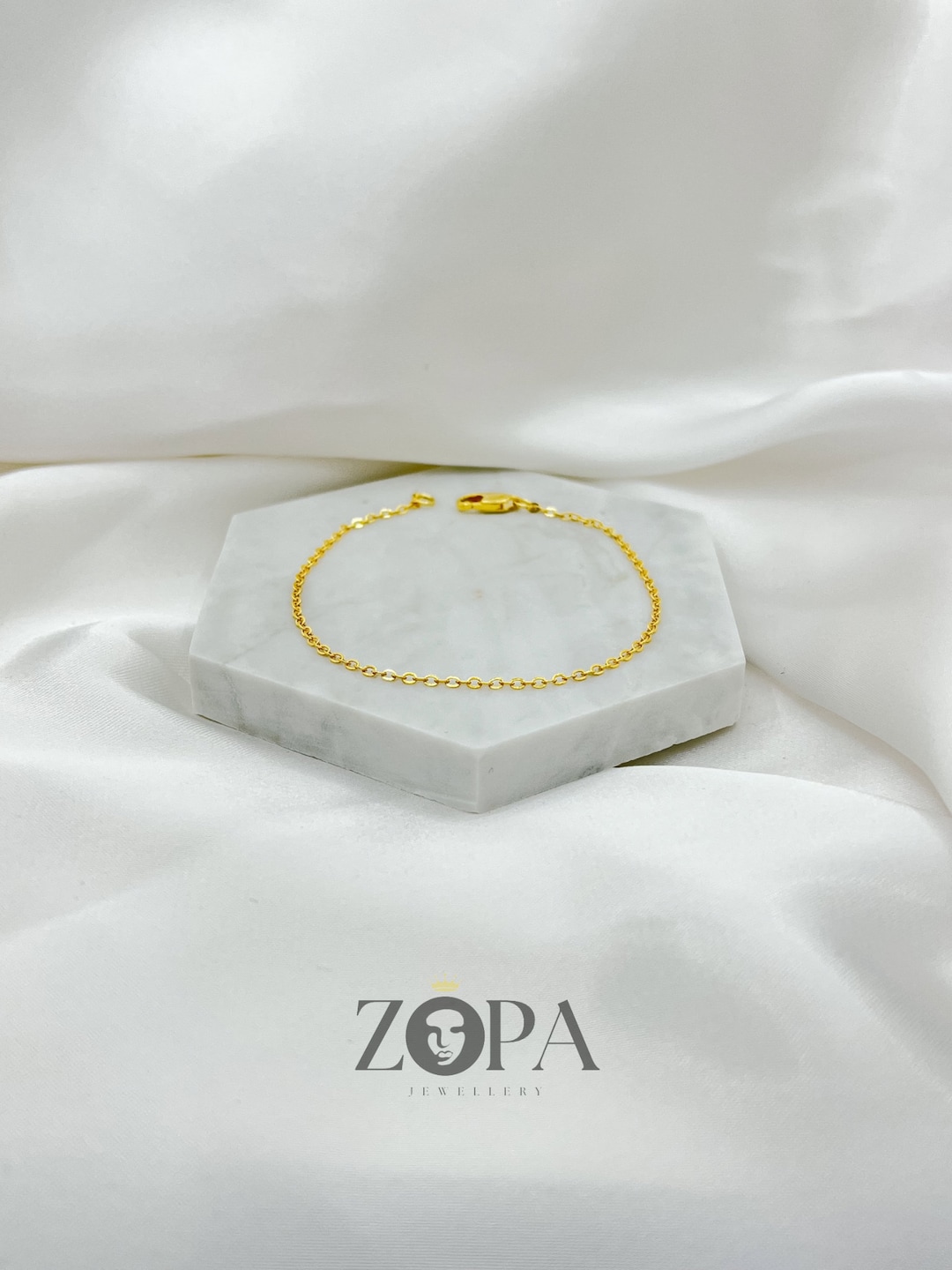 22K Gold Cable Slim Chain Bracelet – Unisex High Quality Gift - Etsy