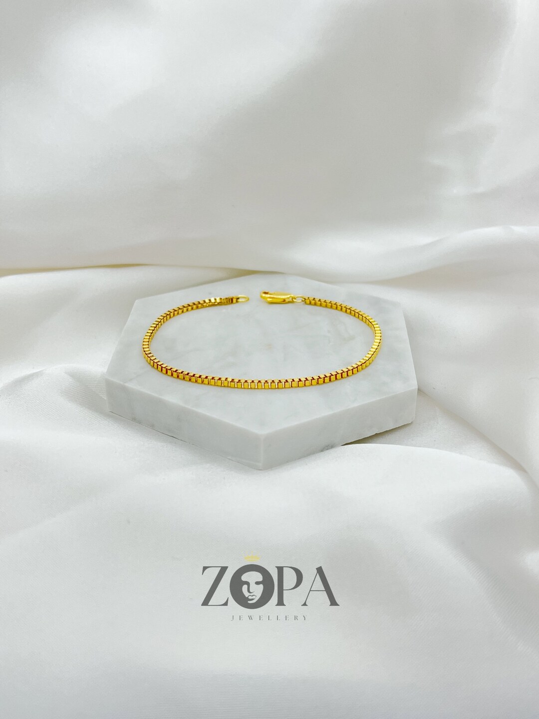 22K Gold Box Chain Bracelet, 22K Gold Bracelet, for Mens & Womens ...