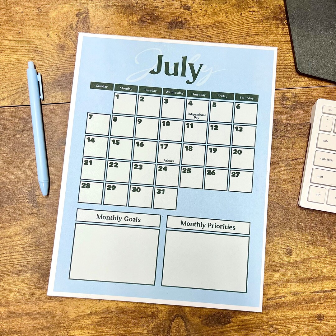 Blue Monochromatic 18-month Calendar - Pastel, Navy, Aqua, Teal ...