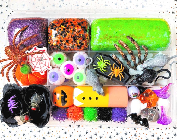 Halloween Playdough Sensory Kit Homemade Halloween Gift for Kids Busy ...