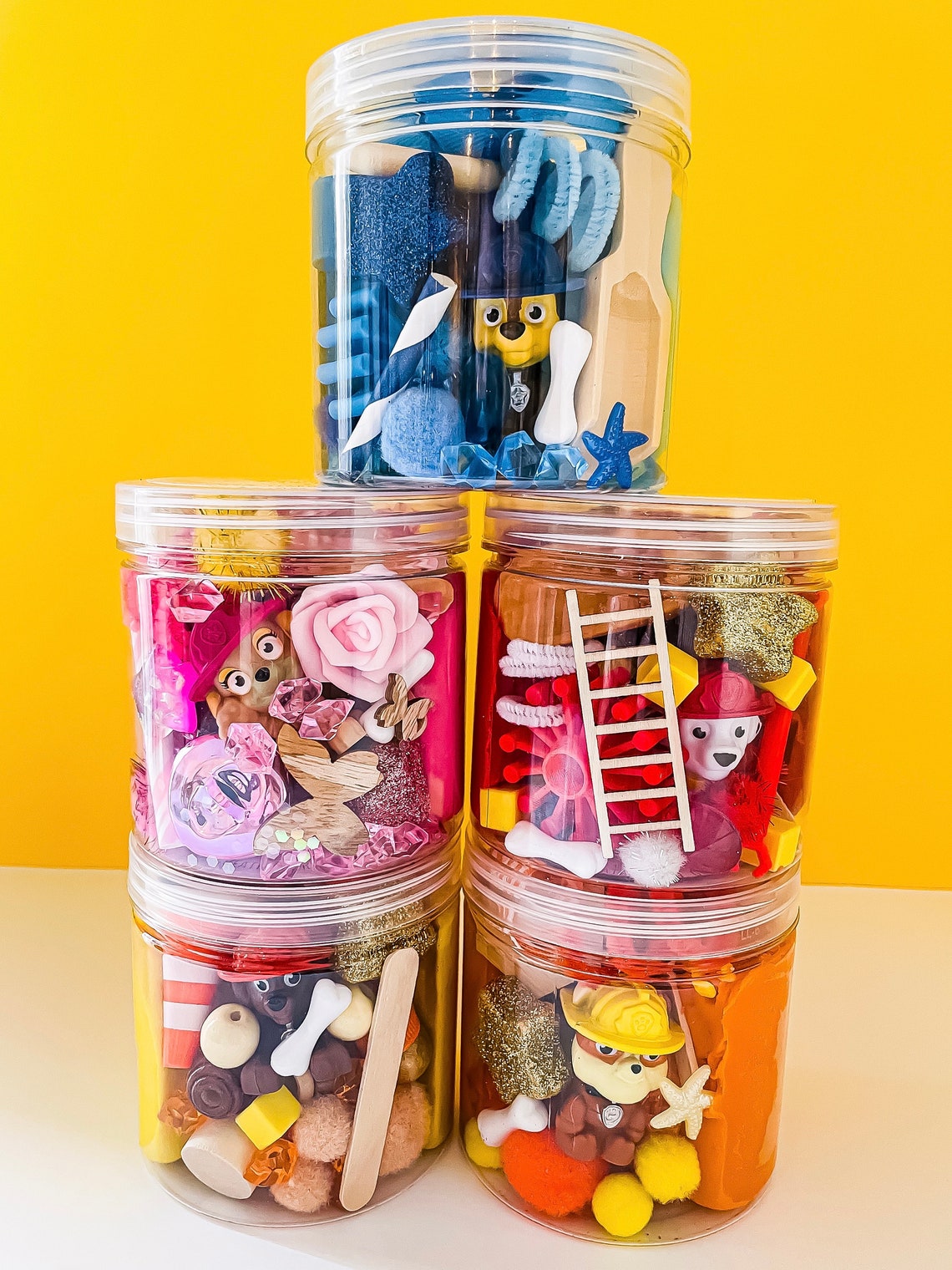 Mini Paw Patrol Playdough Sensory Jars With Character Figures Party ...