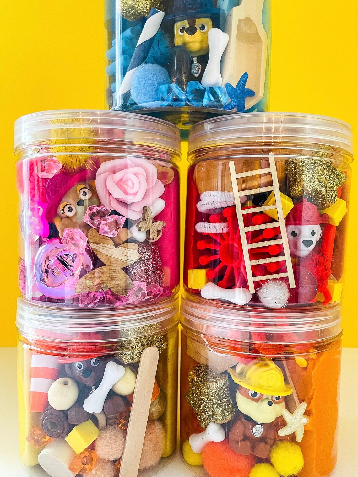 Mini Paw Patrol Playdough Sensory Jars With Character Figures Party ...