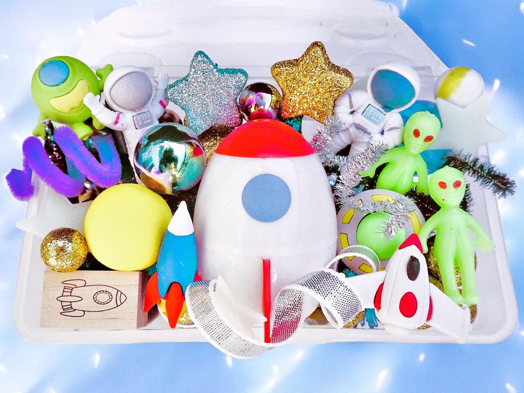 Space Playdough Sensory Kit With Rocket Ship and Accessories Homemade ...