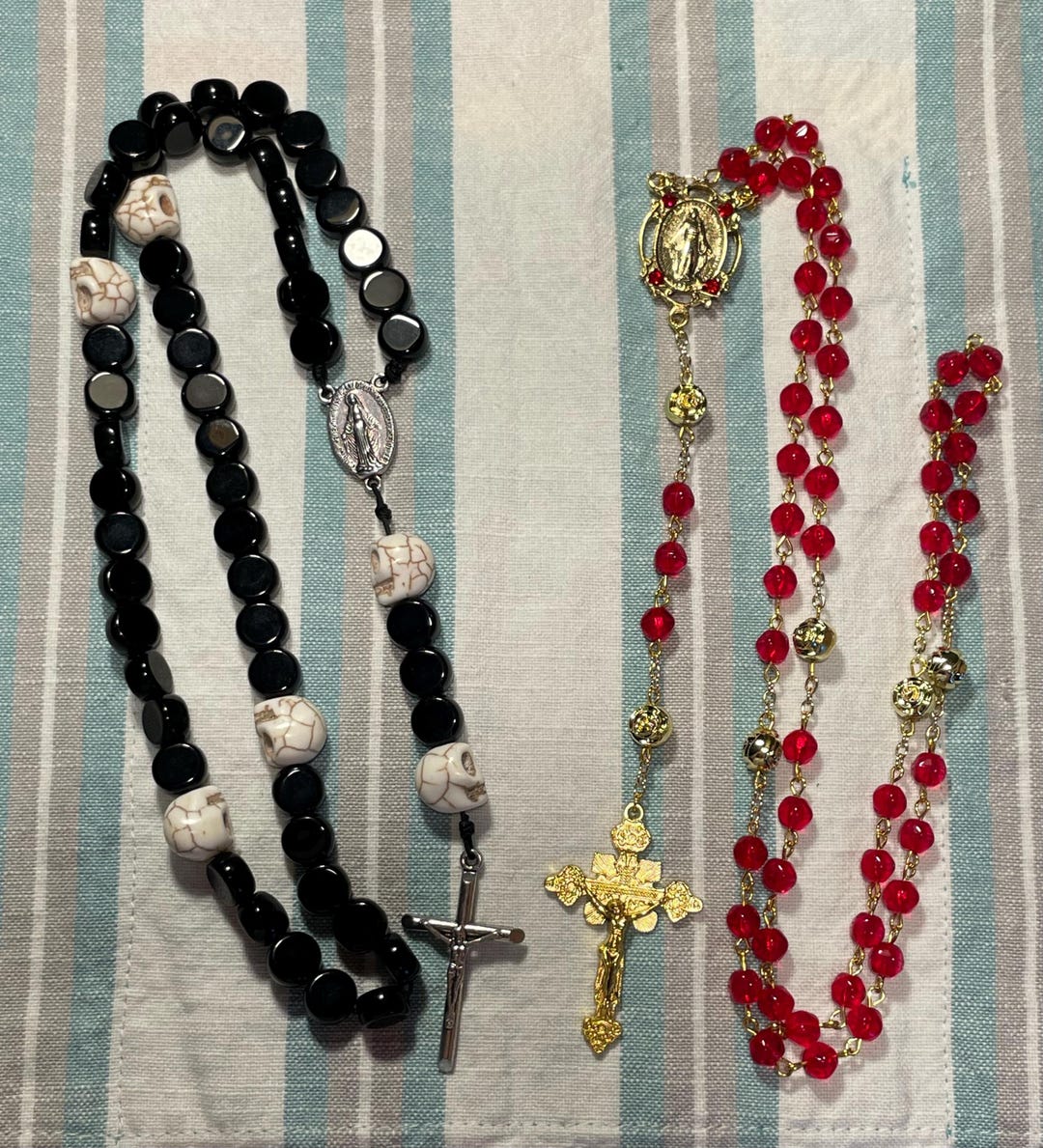 Miraculous Metal Rosaries – Male Female Rosaries –red and Gold Rosary ...