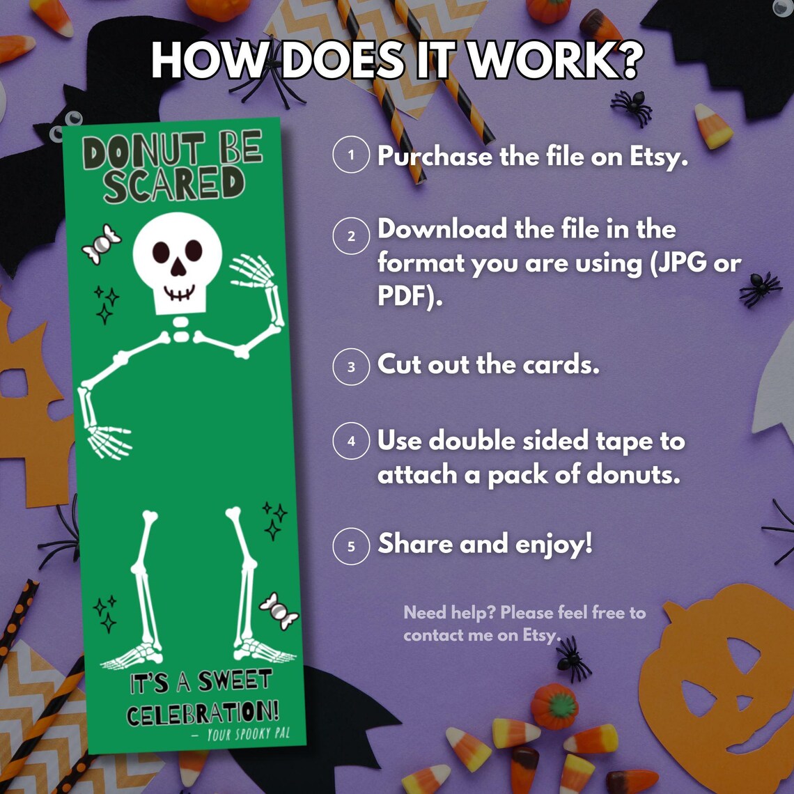Halloween Printable Skeleton Donut – Classroom Treat, DIY Party Favor ...