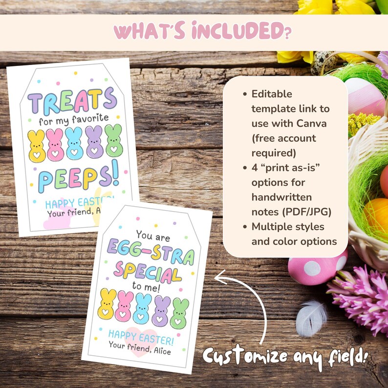 Personalized Easter Gift Tags Printable, Editable Easter Tags for ...