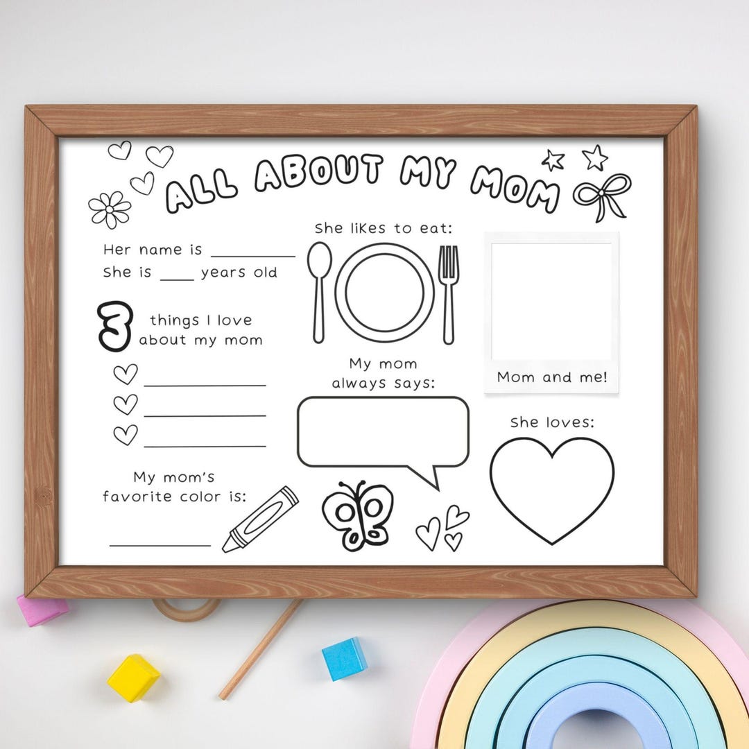 Mother's Day Printable, All About My Mom, Mothers Day Gift, Card for ...